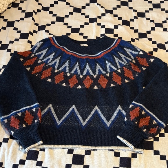 Sundry | Sweaters | Sundry Navy And Rust Patterned Sweater | Poshmark